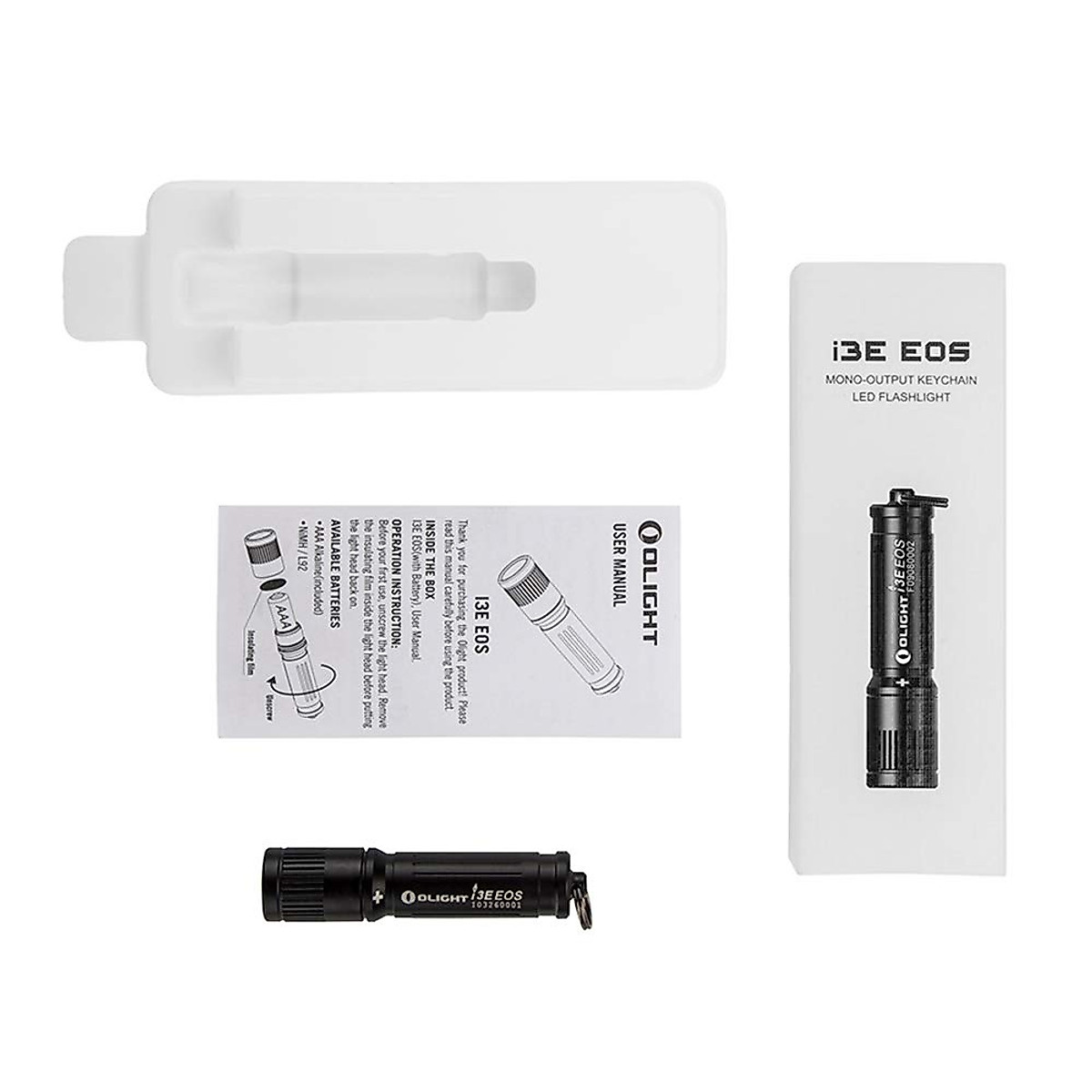 OLIGHT 90 Lumens i3E EOS PMMA TIR Lens AAA Flashlight Compact Keychain Flashlight EDC Flashlight for Night, Camping(Black)