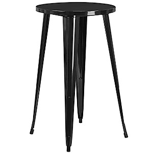 Flash Furniture Nichols Commercial Grade 24" Round Black Metal Indoor-Outdoor Bar Table Set with 2 Cafe Stools