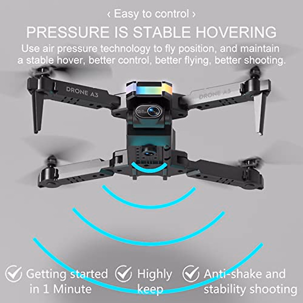 Daul 4K HD FPV Camera Drone, Remote Control Toys Birthday Gifts for Boys Girls with Altitude Hold Headless Mode One Key Start Speed Adjustment (Three Batteries)