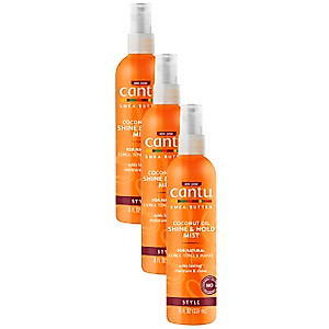 Cantu Shea Butter Coconut Oil Shine and Hold Mist, 8 Fluid Ounce (Pack of 3)