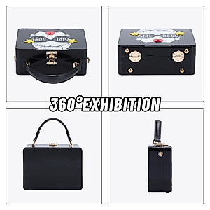 KUANG! Women Novelty Lady Face Shoulder Bags Funky Acrylic PU Leather Top Handle Satchel Handbags Box Clutch Purse for Women