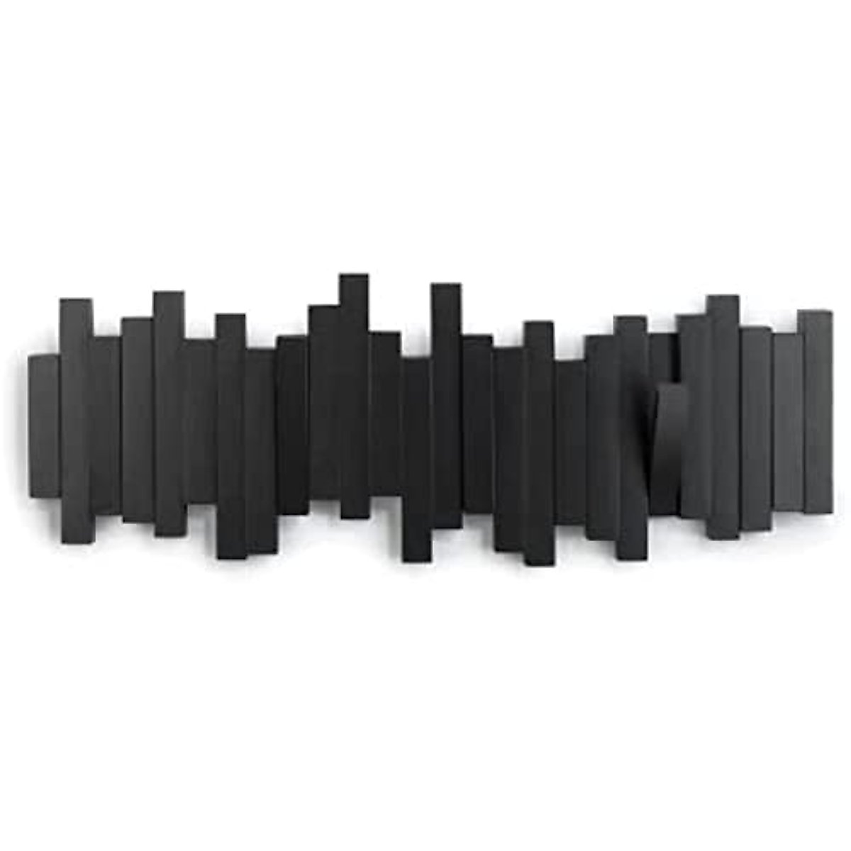 Umbra 318211-040 Sticks Multi Rack – Modern, Unique, Space-Saving Hanger with 5 Flip-Down Hooks for Hanging Coats, Scarfs, Purses and More, Black