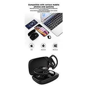 Wireless Earbuds Bluetooth Headphones Earphones in Ear with Microphone LED Display for Sports Running Workout Black