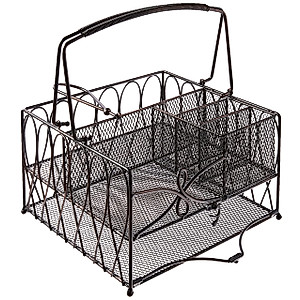 Gourmet Basics by Mikasa Loop Picnic Plate Napkin and Flatware Storage Caddy, Large, Antique Black