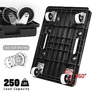 Furniture Dolly for Moving 2 Packs BTBFAMI Portable Furniture Movers with Wheels Moving Dolly,Small Flat Dolly Cart 4 Wheels Heavy Duty 500 Lbs Capacity Black