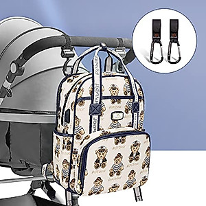 pipi bear Baby Diaper Bag Backpack with Stroller Straps and Changing Pad, Jacquard Diaper Backpack Mom Dad Travel Back Pack with USB Charging Port, Stylish Maternity Bag for Baby Girls Boys