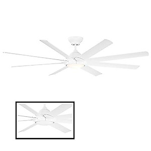 Hydra Smart Indoor and Outdoor 8-Blade Ceiling Fan 80in Matte White with 3000K LED Light Kit and Wall Control works with Alexa, Google Assistant, Samsung Things, and iOS or Android App
