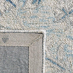 Safavieh Micro-Loop Collection 8' x 10' Light Blue/Ivory MLP506M Handmade Country Cottage Premium Wool Area Rug