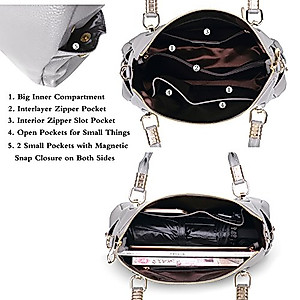 AINIMOER Womens Genuine Leather Vintage Tote Shoulder Bag Top-handle Crossbody Handbags Large Capacity Ladies' Purse (Gray)