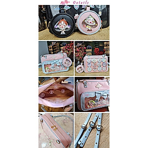 Eien Kaliforua Ita Bag Cute JK Uniform Bag Double Window Sweet PU Leather ita Bag Kawaii Pins Bag+cute small bag