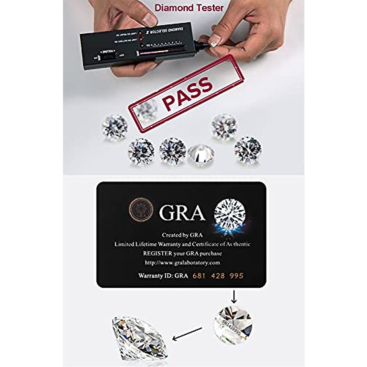 Voogueme 2.0 Carat Selection Six-Prong Solitaire Moissanite Engagement Wedding Anniversary Promise Rings in Solid Sterling Silver Ring for Women with Gift Box