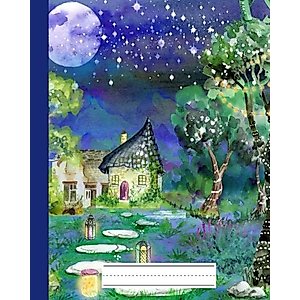 Fairy Cottage Lights - Primary Composition Notebook: Story Journal Paper | Picture Space & Dashed Mid Line: School Exercise Book Grades K-2: 8x10 in. | 60 Sheets - 120 Pages
