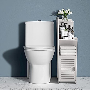 SENYAN Bathroom Storage Cabinet, Waterproof Freestanding Floor Cabinet Organizer with Doors and Shelves for Bedroom, Living Room, Kitchen,Entryway, Home Office, White