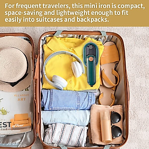 Mini Iron for Clothes, Portable Handheld Steam Iron - Handy Heat Press Small Iron - 360° Ironing Machine for Dry And Wet Ironing Support Dry And Wet Ironing for Home and Travel (Green)