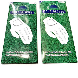 SportsImpex Golf Men's Golf Gloves Genuine Leather White Unlined Pack of 2 (White, Small)