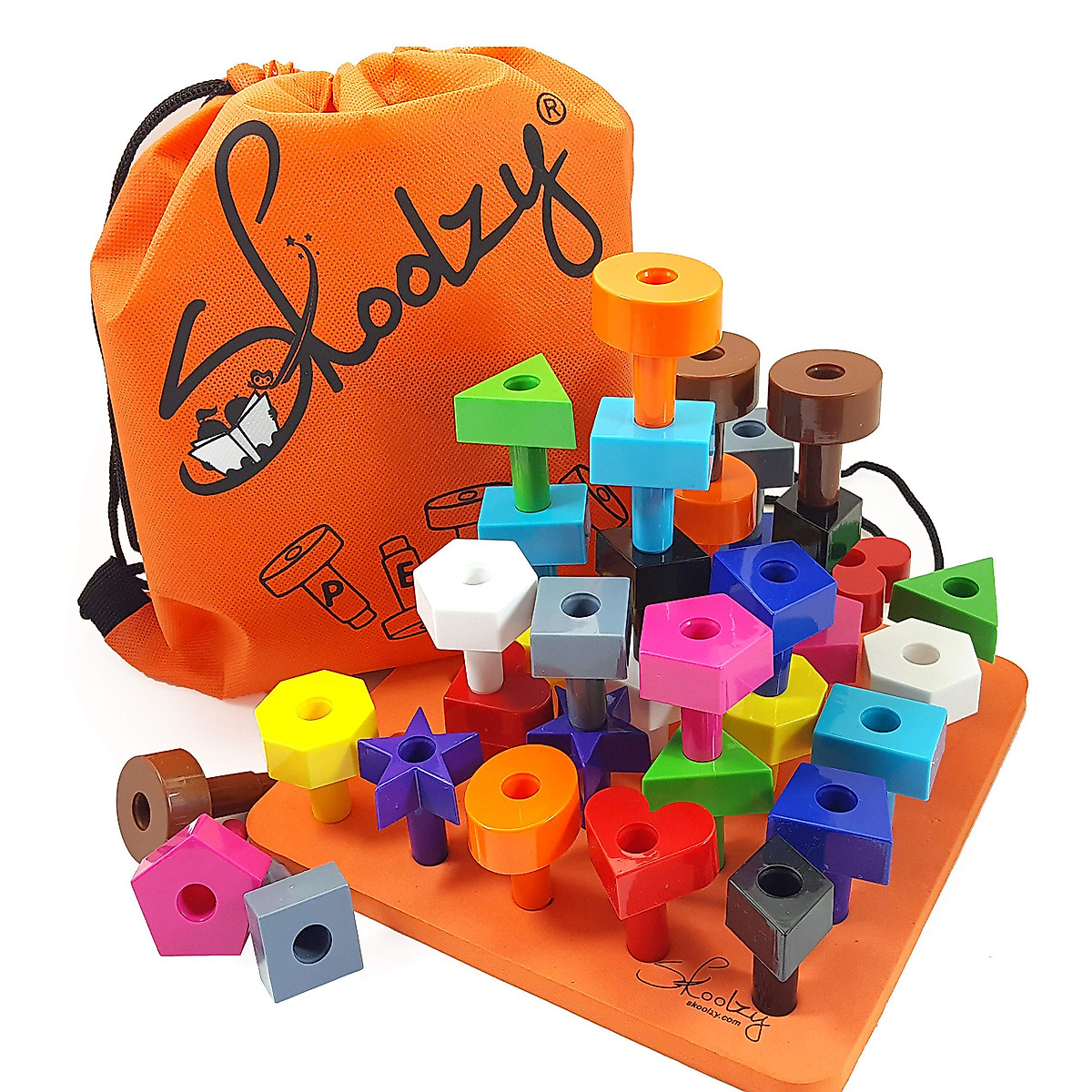 Skoolzy Peg Board Toddler Stacking Toys - Wiggly Fidget Toys