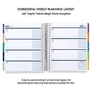 7" x 9" Platinum Spiral Coiled Life Planner (July 2023 - December 2024) - Watercolor Palms Classic Cover + Inspire Interior Pages. Horizontal Weekly & Monthly Agenda by Erin Condren