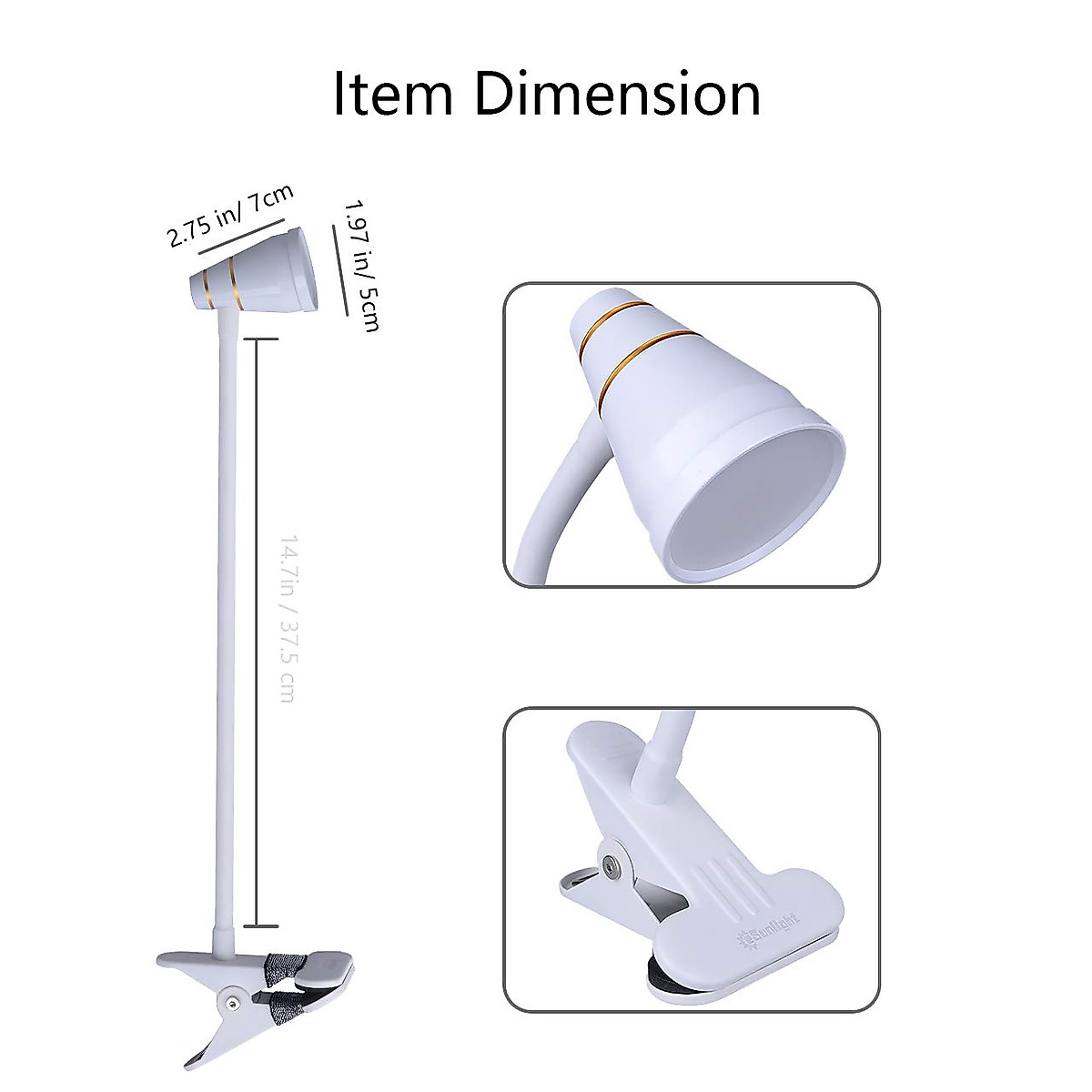 CeSunlight LED Clip Desk Lamp, Headboard Light with Strong Clamp, Bed Reading Light with 3000k-6500K Adjustable Color Temperature Options for Brighter Illumination (Milky White)