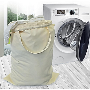 Extra Large Heavy Duty Laundry Bag with Handles and Sturdy Cotton Fabric, Travel Laundry Bags Laundry Basket Liner Hamper Liner, Thick Canvas Laundry Bag for Travel, Camp, College (28"x35"┃2 Pack)