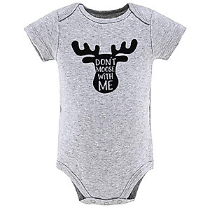 The Peanutshell Short Sleeve Baby Bodysuits Set for Boys or Girls - Woodland Animal & Buffalo Plaid - 5 Pack Set (18M)