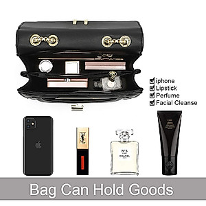 Nother Crossbody Bags for Women Quilted Shoulder Purses and Handbags Lattice Texture with Chain Strap (Black)