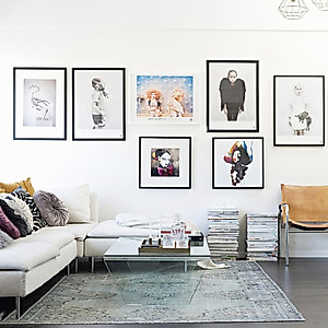 UHFWIFR 11x14 Picture Frames Solid Wood Display Pictures 9x12 or 8x10 with Mat or 11x14 Frame without Mat Poster Photo Frame Art with 2 Mats for Wall Mounting or Table Top(Black)