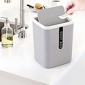 IKAAR Plastic Mini Trash Can with Lid Mini Countertop Trash Can Tiny Desktop Wastebasketfor Bathroom Vanity, Desktop, Tabletop or Coffee Table Grey