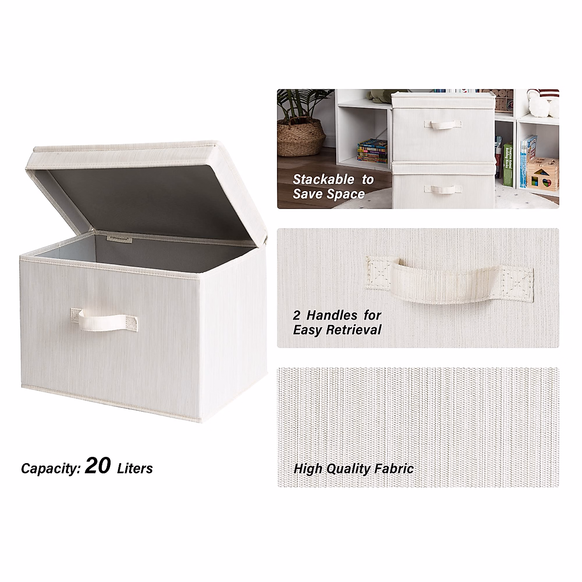 StorageWorks 3-Pack Closet Storage Bins with 2-Pack Decorative Storage Boxes