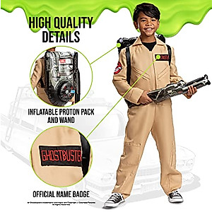 Disguise Ghostbusters Costume for Kids, Official Ghostbusters Classic Jumpsuit with Proton Pack Accessory, Child Size Large (10-12)