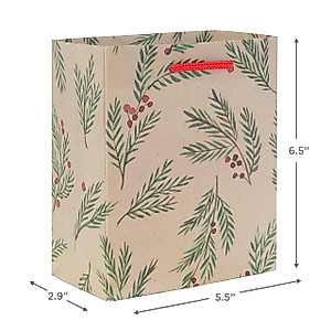 Hallmark 6" Small Holiday Gift Bags (8 Bags: Winter Foliage, Rustic Snowman, "Joy" on Red, Black and White Trees) for Gift Cards, Winter Wedding Party Favors, Teacher Presents
