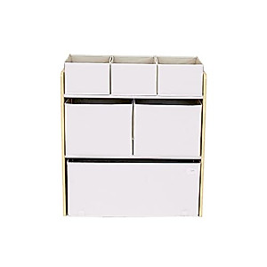 3 Sprouts Multi-Bin Toy Organizer with Recycled Fabric Storage Bins in Cream