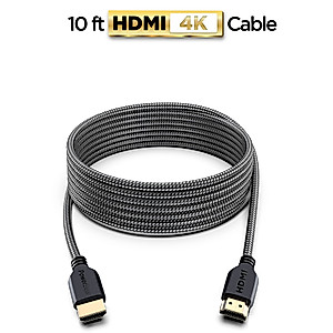 PowerBear 4K HDMI Cable 10 ft [2 Pack] High Speed, Braided Nylon & Gold Connectors, 4K @ 60Hz, Ultra HD, 2K, 1080P, ARC & CL3 Rated | for Laptop, Monitor, PS5, PS4, Xbox One, Fire TV, Apple TV & More