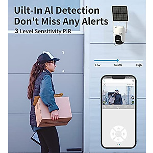 Ankway Solar Security Camera, 2K Wireless Outdoor Cameras with Smart App, Color Night Vision, 360° PTZ WiFi Camera for Video Surveillance, IP65, AI Detection, 2-Way Talk, 3.5W Solar Powered Panel