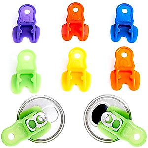 Vibrant Colored 6Pk Drink Shield and Soda Protector for Family. Plastic Tab Can Openers for Pop, Beer, Coke or Soda. Anti Bug and Fly Beverage Barricade Protects Cold Drinks from Bees at Picnic, BBQ