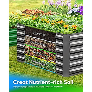 Quictent Galvanized Raised Garden Bed 8x4x2 Ft Tall Garden Bed Extra Height 22.04" Outdoor Heightened Planter Box for Deep Root Vegetables Herbs 4 Tomato Cages Weed Barrier Included Upgraded Wing Nuts