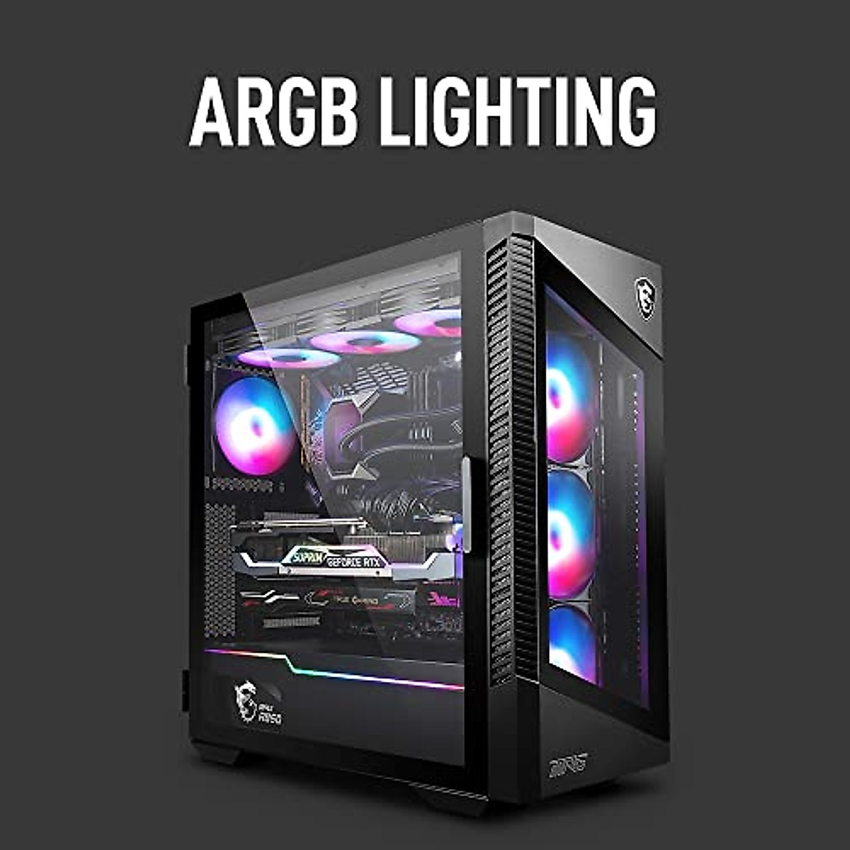 MSI MPG Velox 100R - Mid-Tower Gaming PC Case - Tempered Glass Side Panel - 4 x 120mm ARGB Fans - Liquid Cooling Support up to 360mm Radiator - Mesh Panel for Optimized Airflow