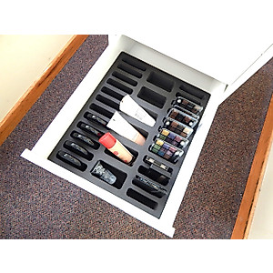 Polar Whale 3 Compact Drawer Organizers Compatible with IKEA Alex Tray Washable Waterproof Insert for Home Bathroom Bedroom Office 11.5 x 14.5 x 2 Inches 30 Compartments Black