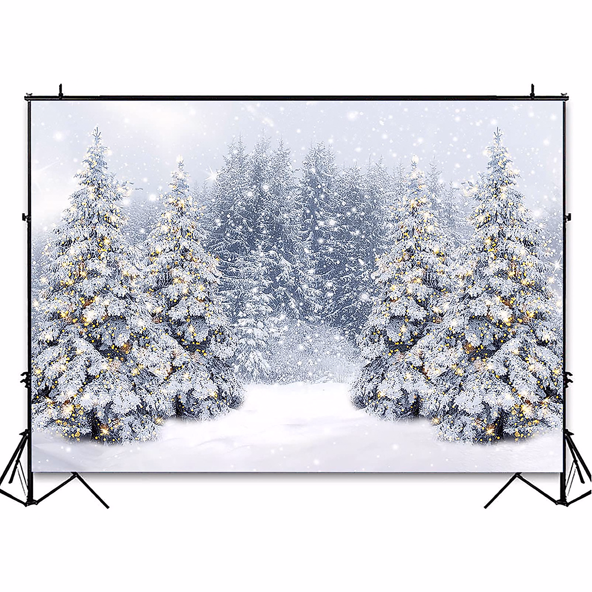 Avezano Winter Scene Backdrop Wonderland Snowflake Photography Background Bokeh Glitter White Snow Forest Christmas Party Holiday Photo Backdrop Photoshoot Studio Props (8x6ft)