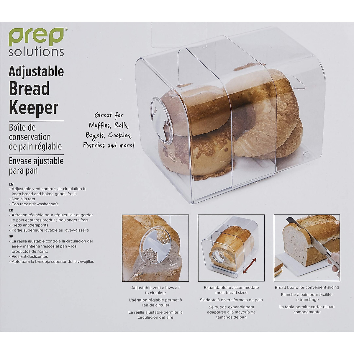 Prep Solutions by Progressive Expandable Bread Keeper with Adjustable Air Vent