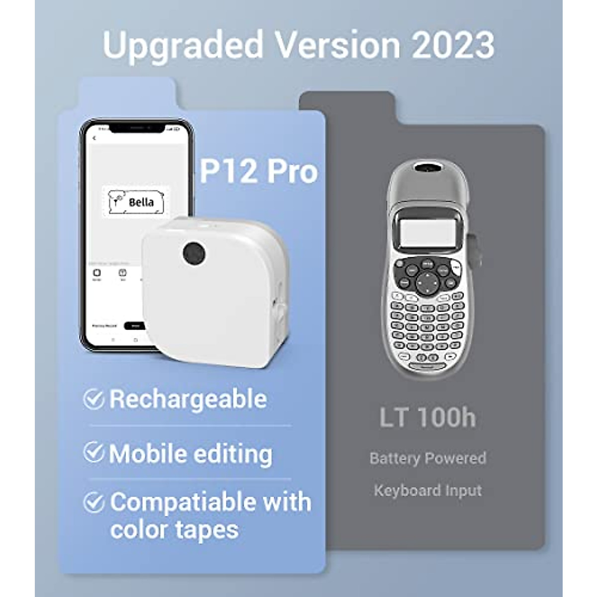 Phomemo Label Maker Machine with Tape P12 PRO Rechargeable Label Makers, Bluetooth Label Maker Compatible Different Font Color Text Label Maker Tape, Multiple Templates Available for Smartphone