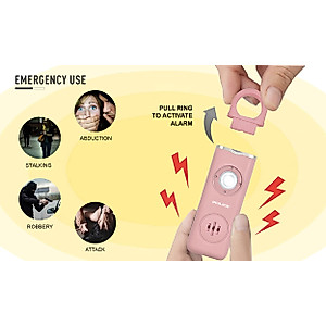 POLICE Personal Safety Alarm for Women – Loud Siren, Flashlight, Strobe Light and Key Chain Rechargeable, Pink