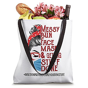 Messy Bun Face Mask Infection Prevention Preventionist Tote Bag