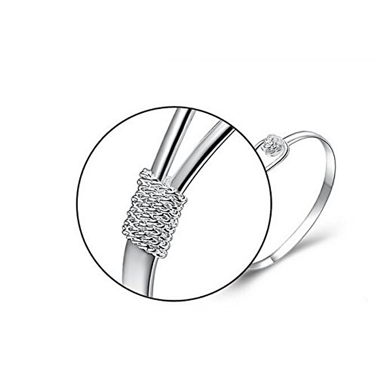 Topbuti 925 Sterling Silver Bracelet Plated Cuff Bangle Bracelet Fashionable Flower Pattern Chain Bracelet Gift for Woman, Valentine's Day Mother's Day 7.7 Dia