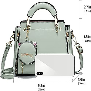BUKATY Women's Fashion Wallets and Handbags Women Leather Top Handle Satchel Shoulder Bag Small Tote (green)