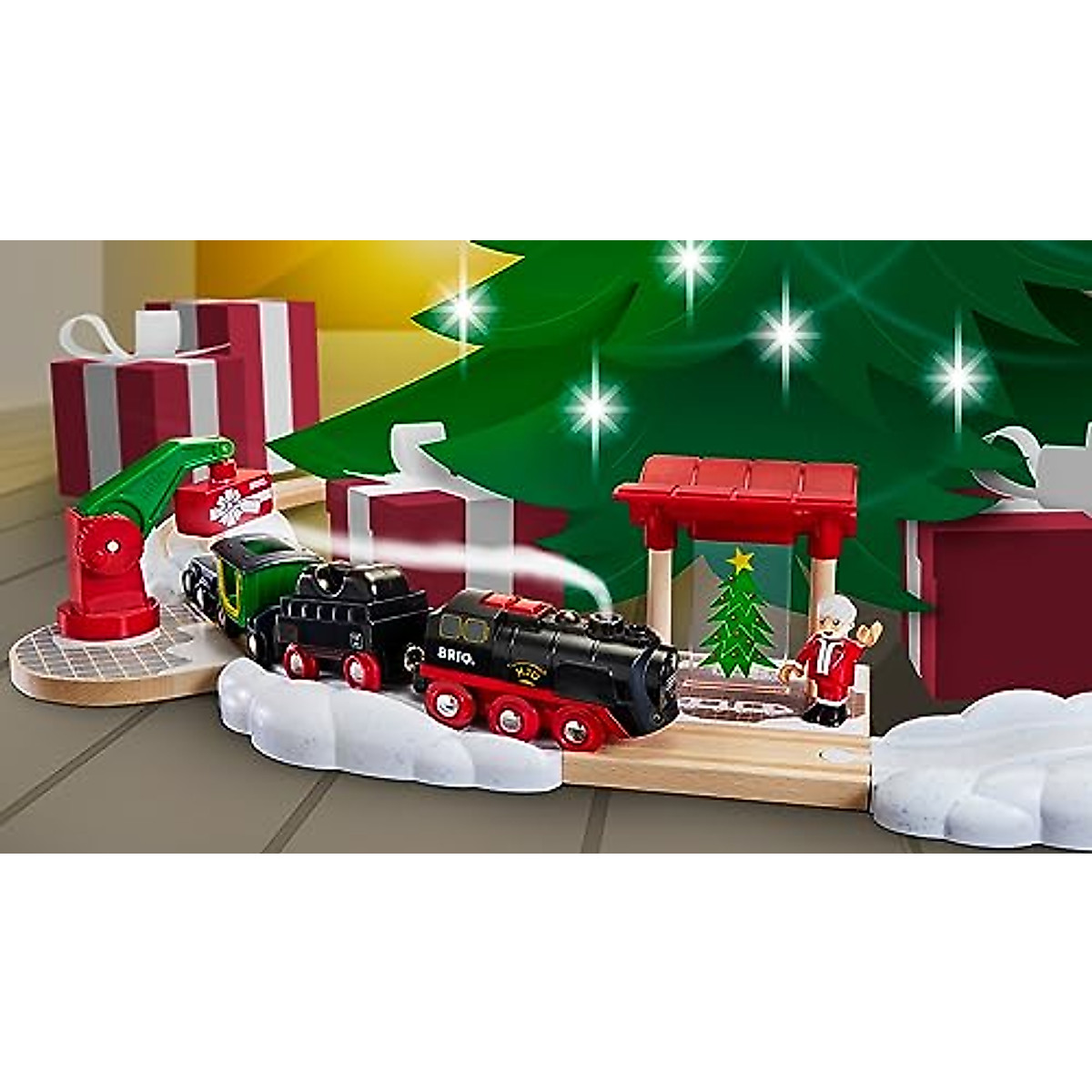 BRIO World – 36014 Christmas Steaming Train Set | 27-Piece Kid-Friendly Set | Age 3+ Compatible | FSC-Certified Beech Wood | Complements All BRIO Railway Sets & Accessories | Multicolor
