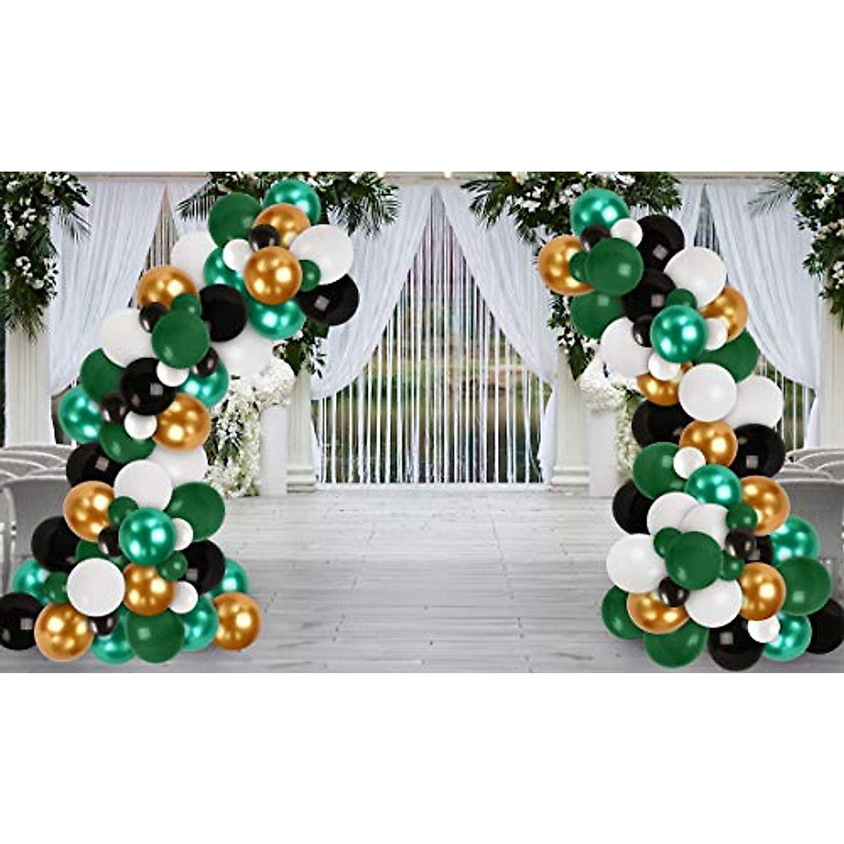 2023 New Year Decorations Green and Black Balloon Garland Kit Gold and Green Balloons White Balloon for Jungle Wedding Engagement Party Baby Shower Safari Birthday Party Decors