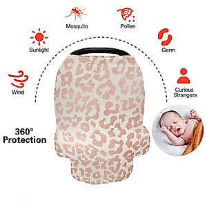 Rose Gold Leopard Print Cheetah Carseat Canopy Cover,Breastfeeding Cover Nursing Cover Scarf Breathable,Baby Car Seat Cover