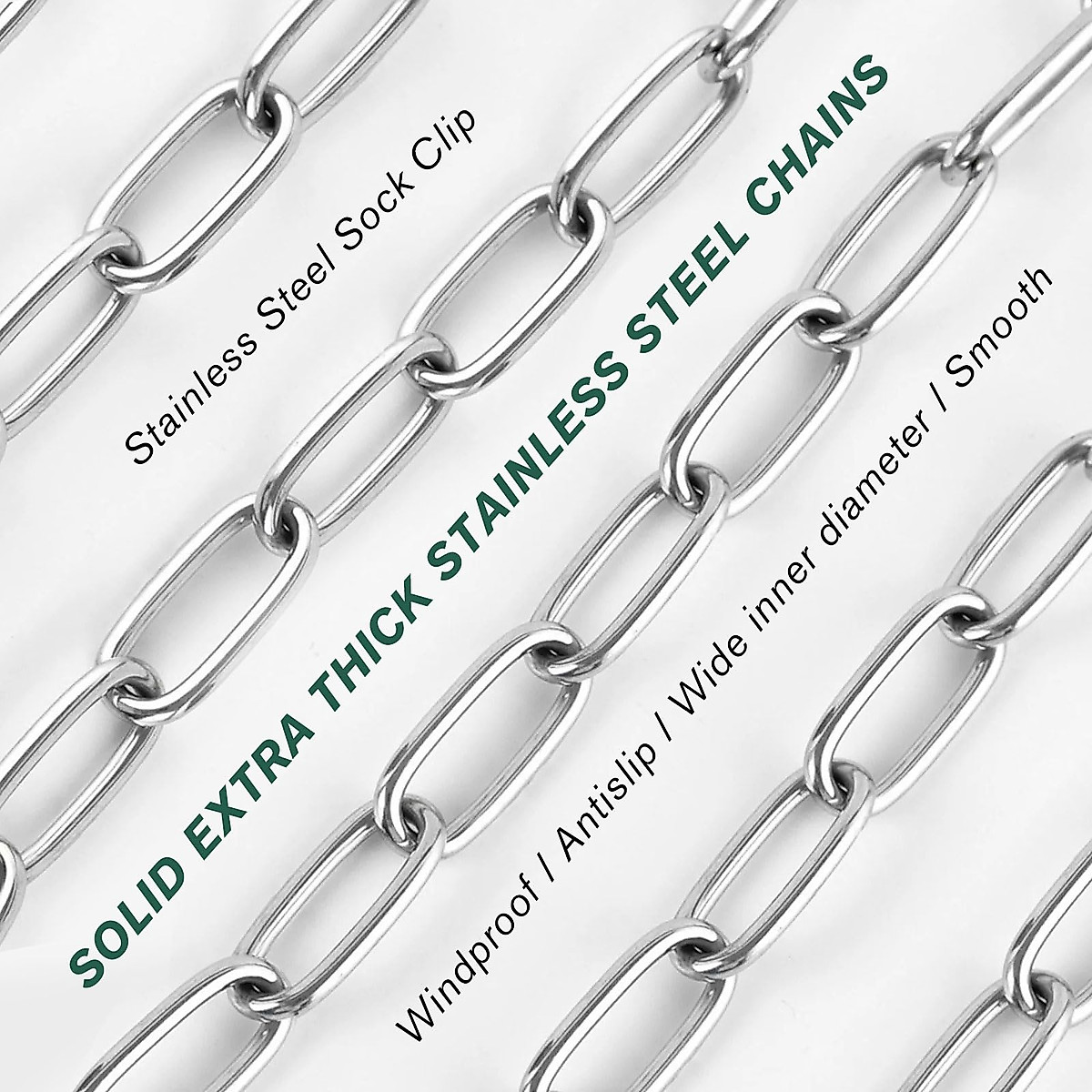 Akascord Clothes Line Chain, Dog Chain Outdoor Travel Clothesline Dog Leads for Yard 304 Stainless Steel Heavy Duty Chain Link Fence