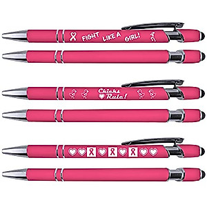 Greeting Pen Breast Cancer Awareness Pens- Soft Touch, 3 Design 6 Pen Set 36082