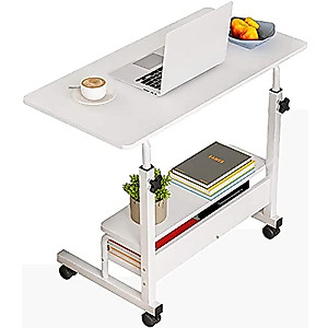 Adjustable Height Mobile Computer Desk for Small Space Rolling Writing Desk with Wheels Corner Desk Home Office Study Desk Portable for Bedrooms Work Desk Size 31.5x15.7 Inch with Storage Gaming Table